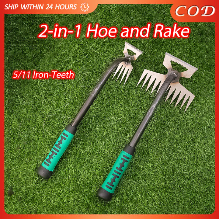 Garden Hoe Garden Rake 2-in-1 Hoe and Rake Weeding Tool Manganese Steel ...