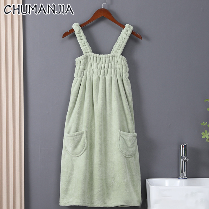 CHU MAN JIA ผ้าเช็ดตัวสายสามารถสวมใส่ได้โดยผู้หญิงสามารถห่อได้สามารถสวม ...