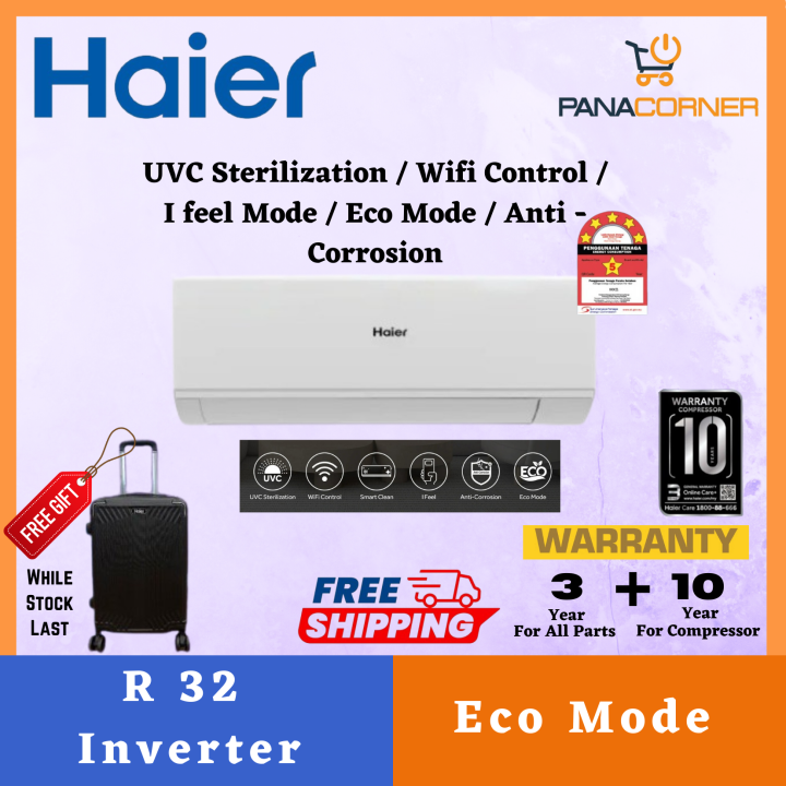 (FREE SHIPPING) Haier 5⭐ Inverter UV Cool Smart Series UVC Sterilization Wifi Control Air ...