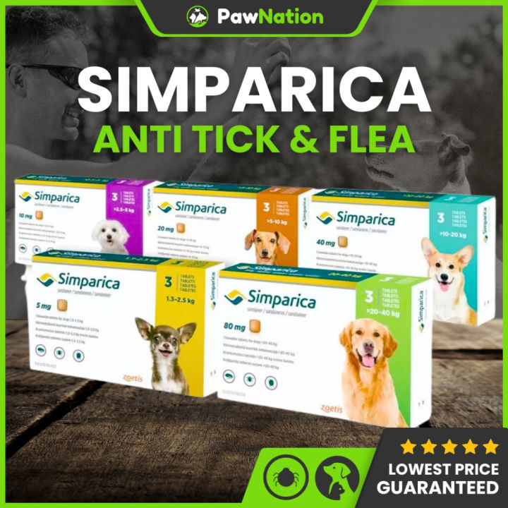 Simparica Chewable Tablet Anti Tick and Flea Treatment and Protection ...
