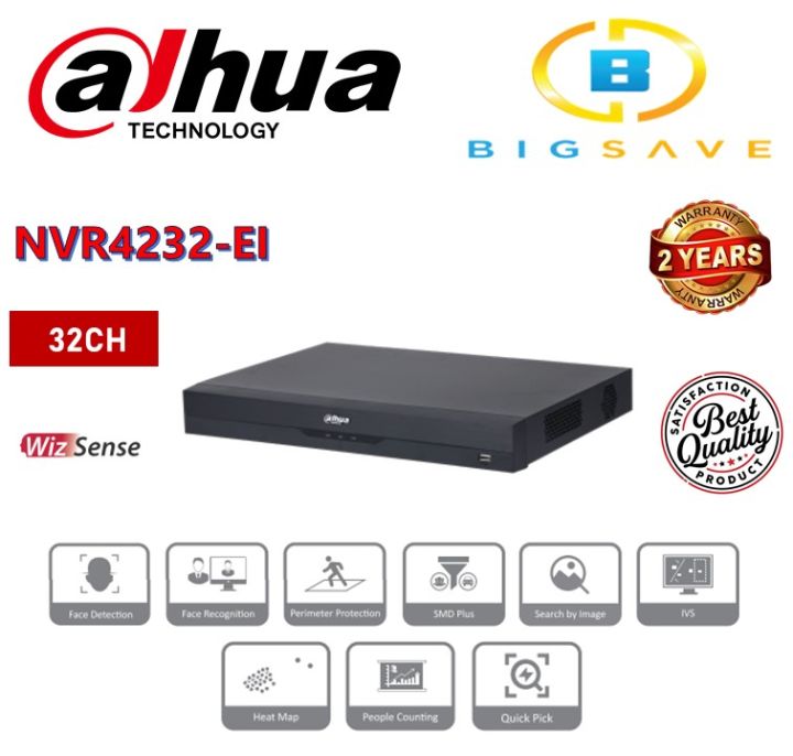 DAHUA 32CH / 32 CHANNEL NVR4232-EI 1U 2HDDS WIZSENSE NETWORK VIDEO RECORDER | Lazada
