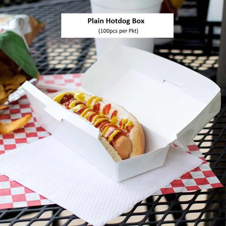 (100pcs) Hot Dog Box / Plain Paper HotDog Box / Rectangular Box ...