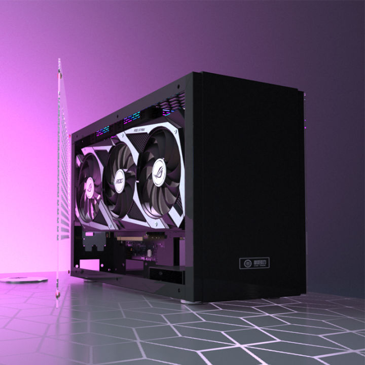 Double-sided matx black mini mini PC host itx office game computer ...