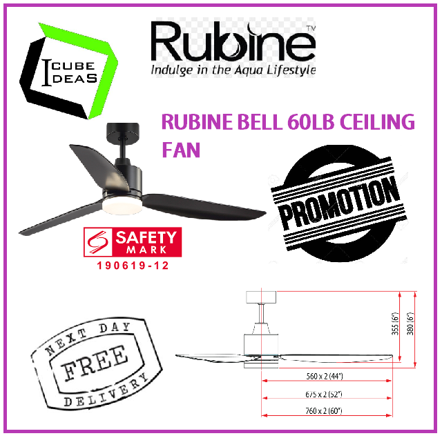 RUBINE BELL 60LB CEILING FAN / FREE EXPRESS DELIVERY | Lazada Singapore