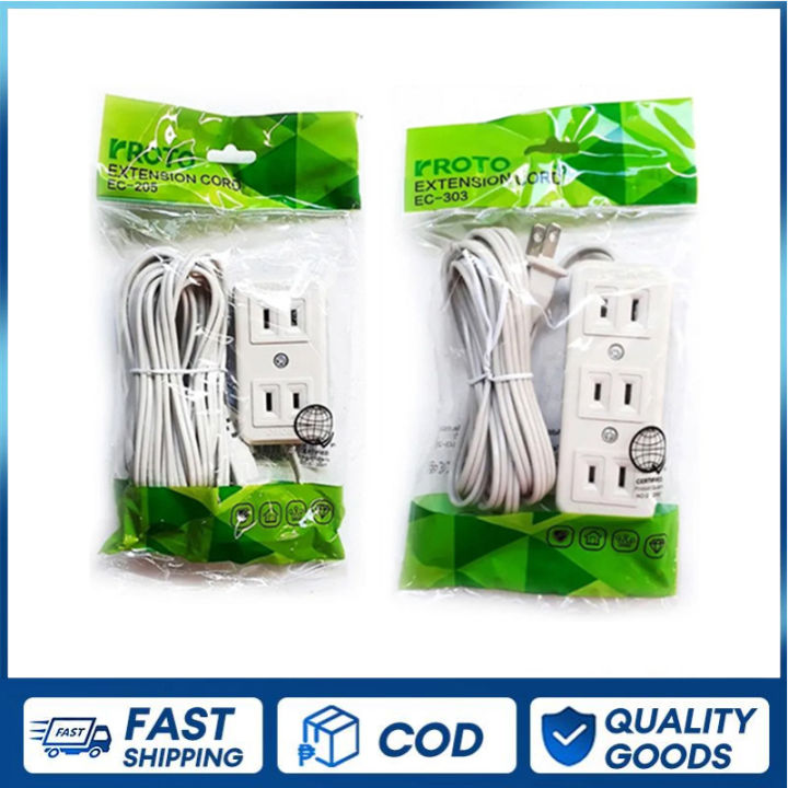 rROTO Extension Cord 3/5M Extension Wire Power Socket 2/3Gang Wire Cord ...