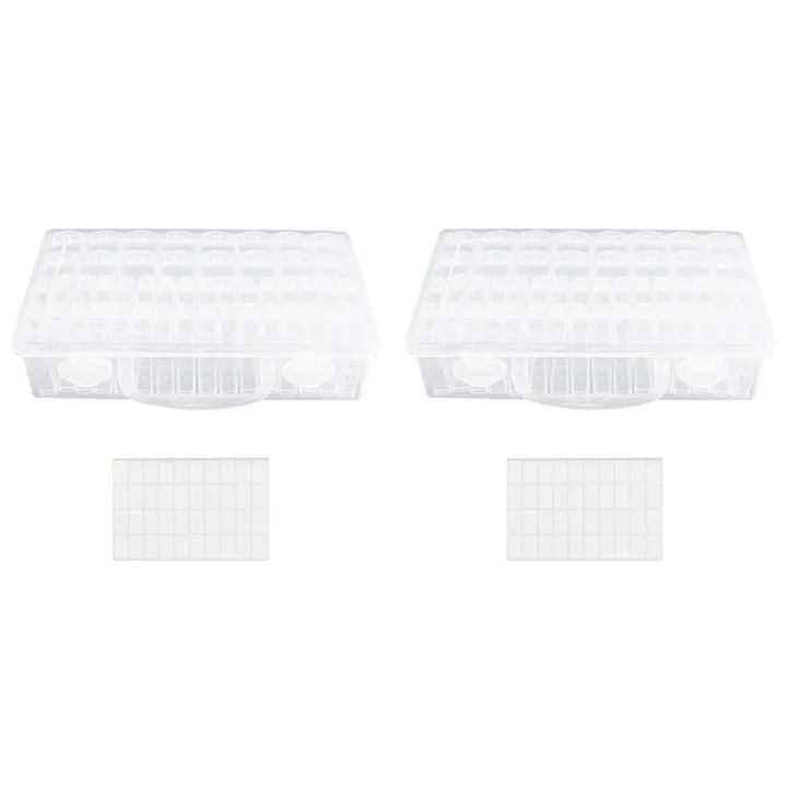 2X 48 Compartment Storage Box Clear Seed Bead Organizer Small Removable ...