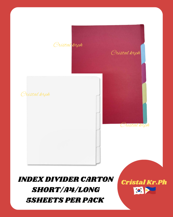 INDEX DIVIDER CARTON (BRISTOL) File Index Divider File Divider SET OF 5 ...