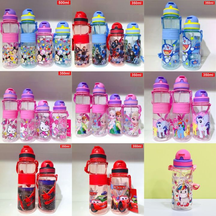 Jam 500ML/350ML botol air dengan kartun jerami beku botol minuman ...