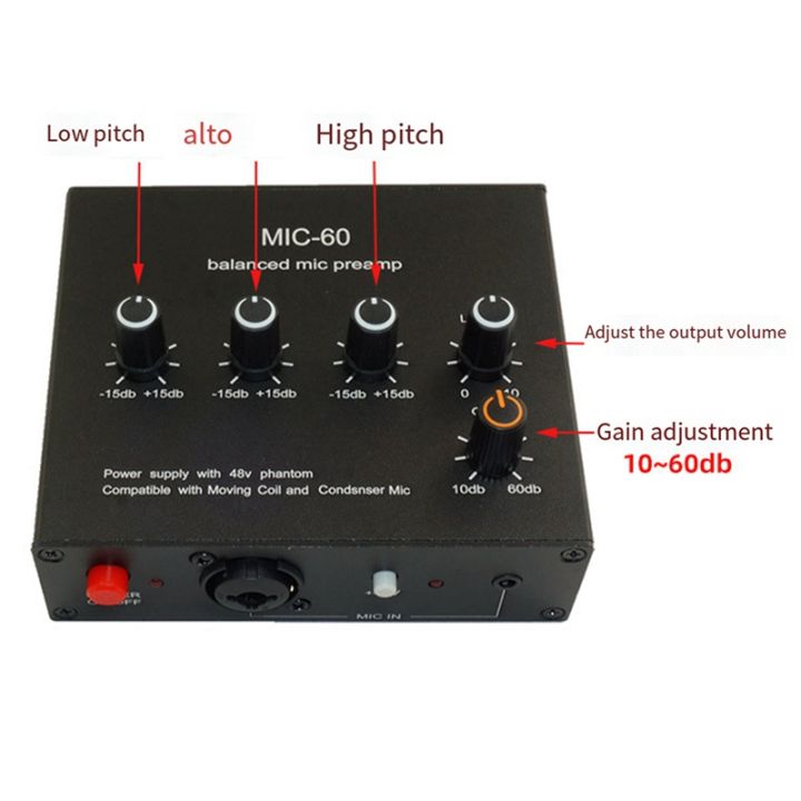 Balanced Dynamic Microphone Amplifier Music Audio Amplifier MIC-60 with ...