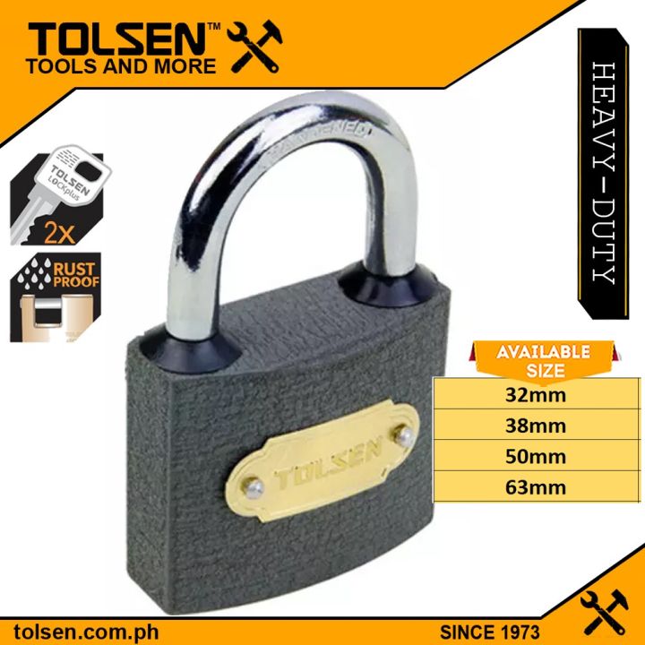 Tolsen Heavy Duty Iron Padlock w/ 3 Iron Keys (32mm | 38mm | 50mm ...