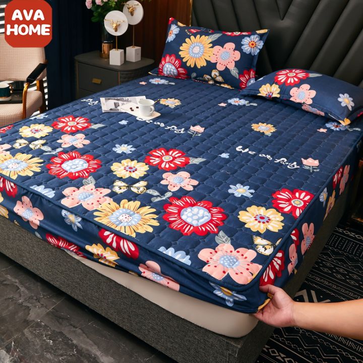 Mattress Protector Queen/King Flower Fitted Bedsheet Tilam Cadar ...