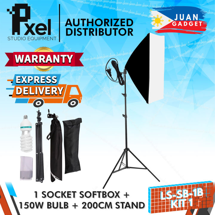 Pxel LS-SB-1B Socket Softbox 50x70Ccm, 150w Bulb, 200cm Light Stand for ...