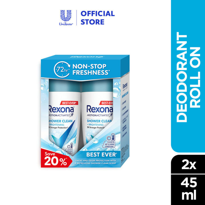 Rexona Women Roll On Deodorant Shower Clean 45ml x 2 Twin Pack | Lazada