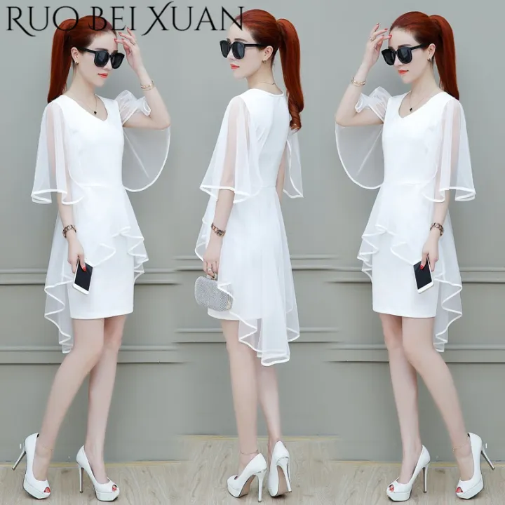 ชุดเดรสผ้าชีฟองคอวีหรูหรา Ruo Bei Xuan | Lazada.co.th