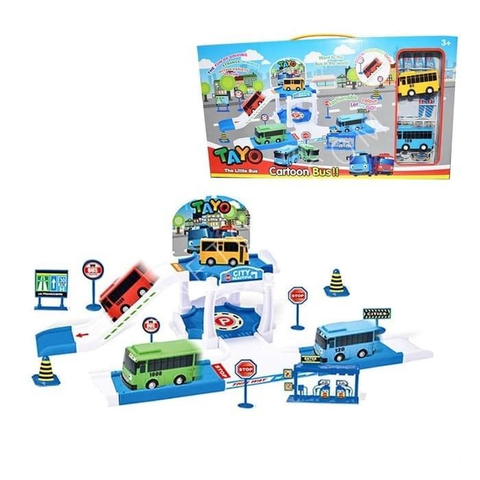 Mainan Tayo Cartoon Bus Track Seluncur Parking - Tayo The Little Bus | Lazada Indonesia
