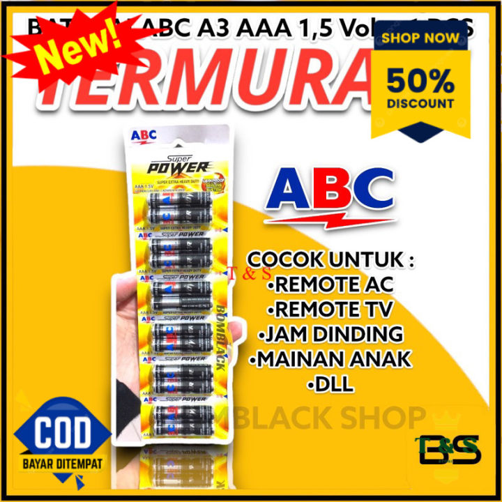 Baterai ABC Super Power AAA A3 Batere 1,5 Volt Battery Batu Batre ...