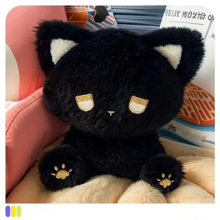 Hot Sale Sitting Posture Emo Black Cat Plush Toy Cuddly Soft Stuffed ...