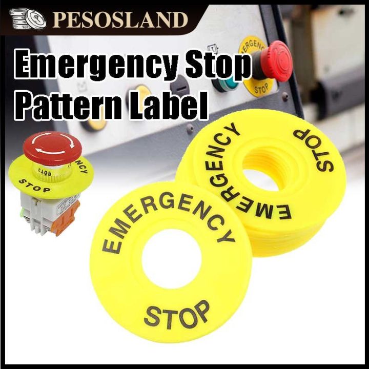703 22mm Yellow Emergency Stop Pattern Push Button Switch Panel Label ...