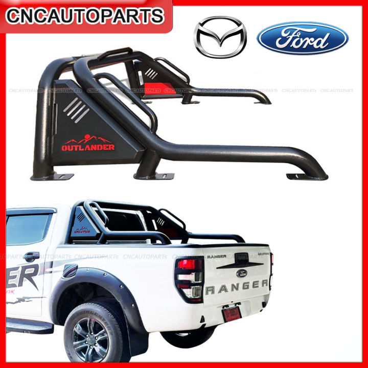 OUTLANDER ROLLBAR โรบาร์ FORD RANGER T6 / BT50 PRO ปี 2012-2021 ทรงแขนยาว เหล็กขึ้นรูปชิ้นเดียว ...
