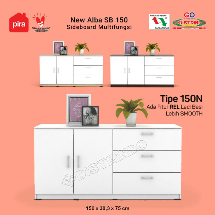 Distrindo - Bufet Meja Lemari 2 Pintu 3 Laci 150cm Serbaguna untuk ...