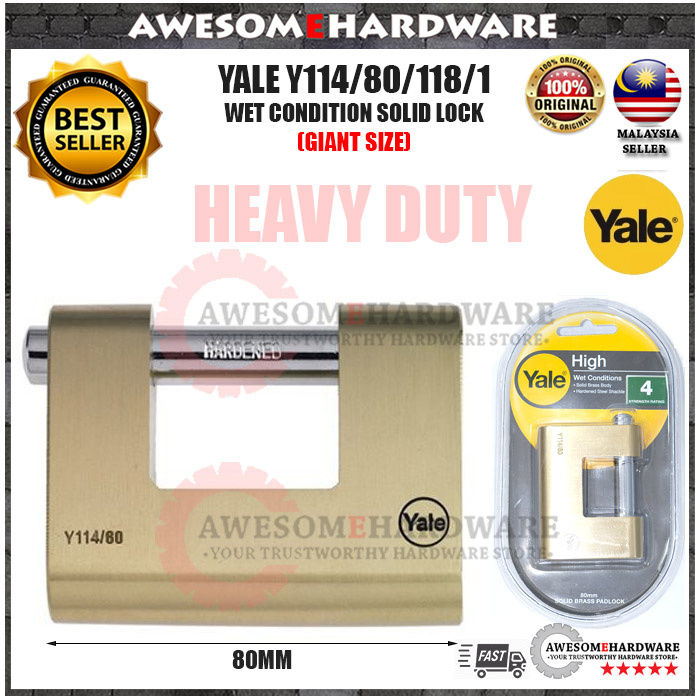 (GIANT) YALE Y114/80/118/1 HEAVY DUTY SOLID BRASS PILLAR PADLOCK | Lazada
