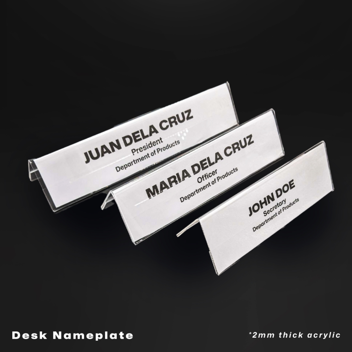 Clear Acrylic Desk Nameplate (Clear Acrylic Table Name Sign Holder ...