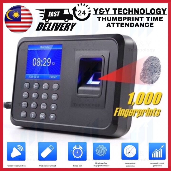 READY STOCK Biometric Fingerprint Attendance Machine Thumbprint Record ...