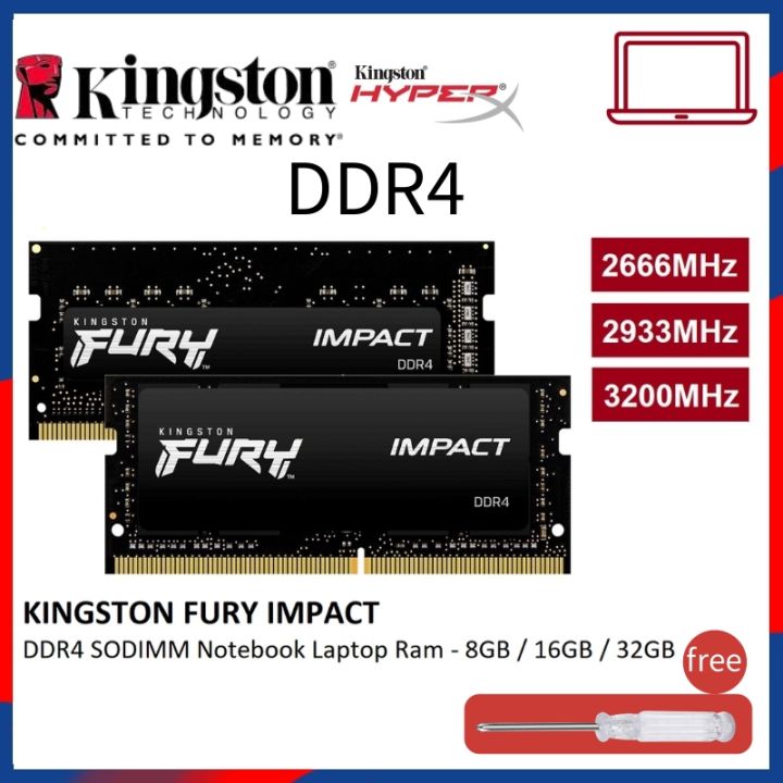 24H Ship Kingston FURY IMPACT Black 8GB, 16GB, 32GB DDR4 NOTEBOOK NB Laptop Gaming 3200MHz ...