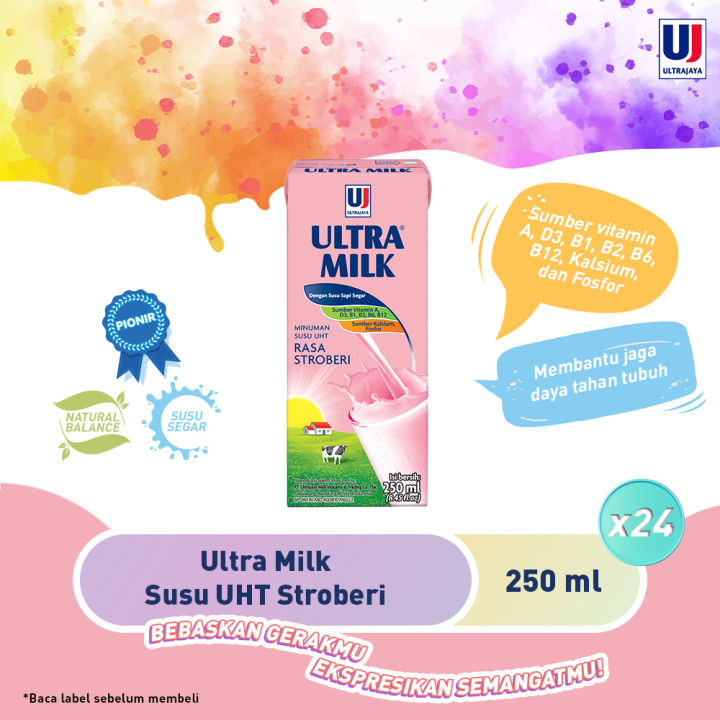 Ultra Milk Susu UHT Stroberi 250ml - Karton [24pcs] | Lazada Indonesia