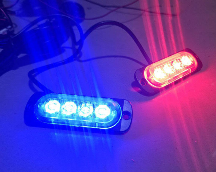 Red and Blue Strobe Vehicle Mini Flasher Light 12-24 Volts AR-4x2 ...