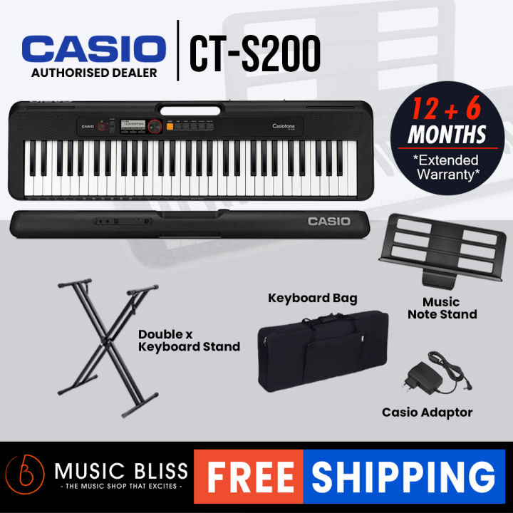 Casio CT-S200 61-Keys Casiotone Keyboard with FREE Keyboard Stand and ...