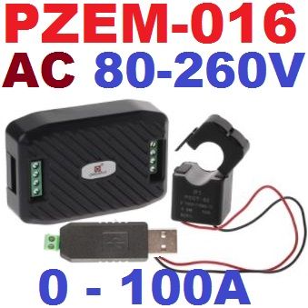 PZEM-016 Energy Meter AC 100A Voltage Current Energy Hz Power factor ...
