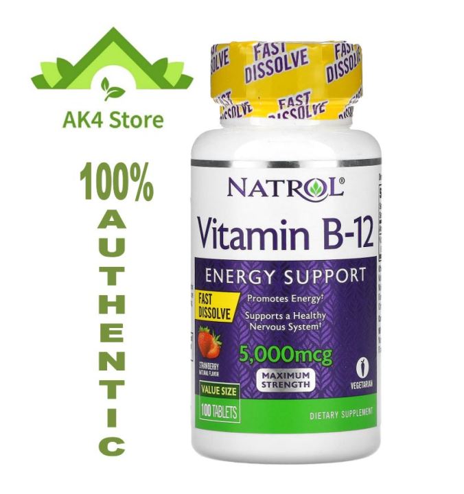 100 Tablets Vitamin B12 5000 mcg, Fast Dissolve, Maximum Strength ...