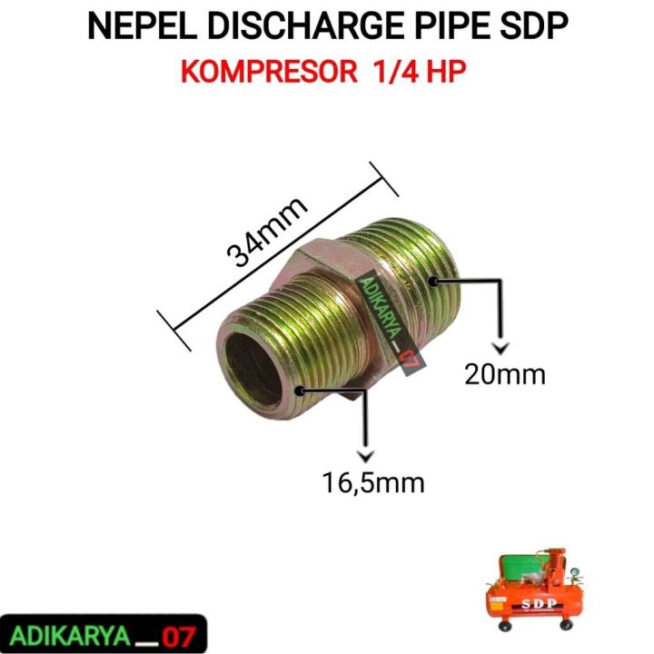 Double Nepel Discharge Pipe SDP Nepple Brass Kuningan Dobel Nepel Drat ...