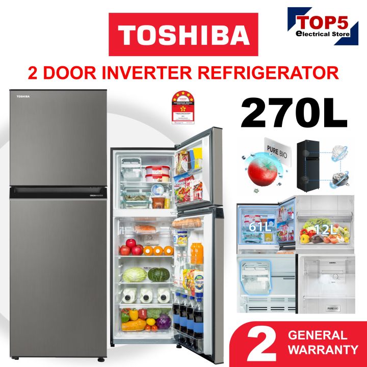 Toshiba Refrigerator (270L) GR-RT300WE PMY 2 Door Fridge Peti Sejuk ...
