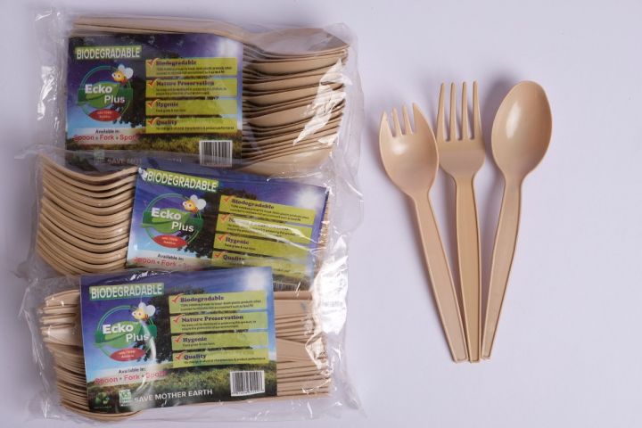 ECKO BIODEGRADABLE BRAND DISPOSABLE 25 PCS UTENSILS TAN | Lazada PH