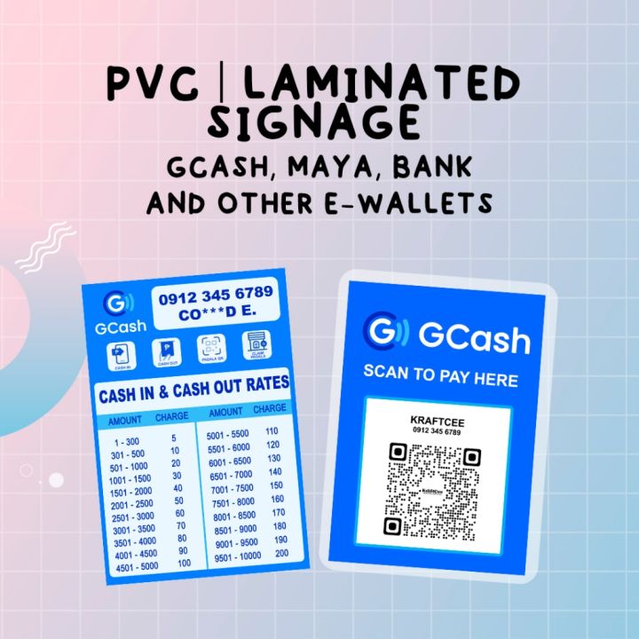 Gcash PVC Laminated QR Code Payment | Signage | Custom Print | Lazada PH