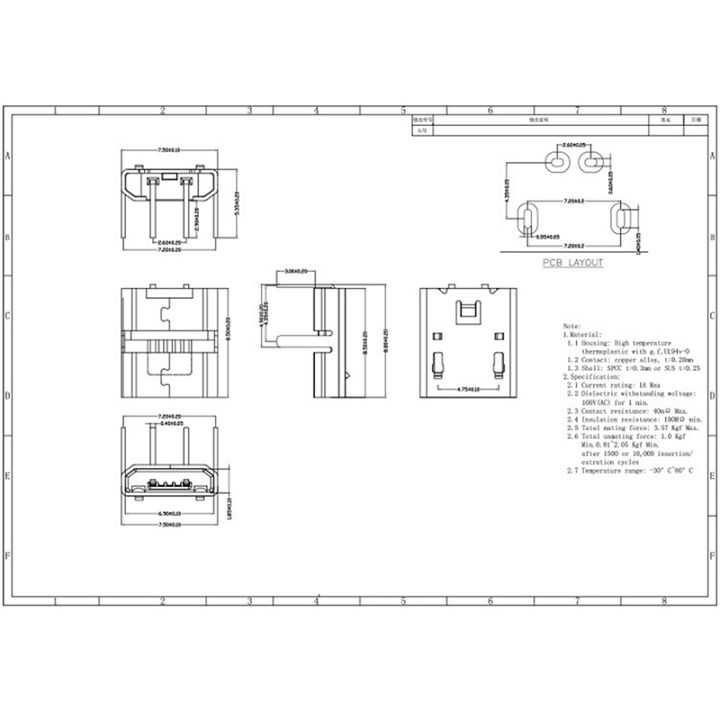 [Man YingLie] 10x Micro Usb 2Pin 90 degrees B Type Female Connector For ...