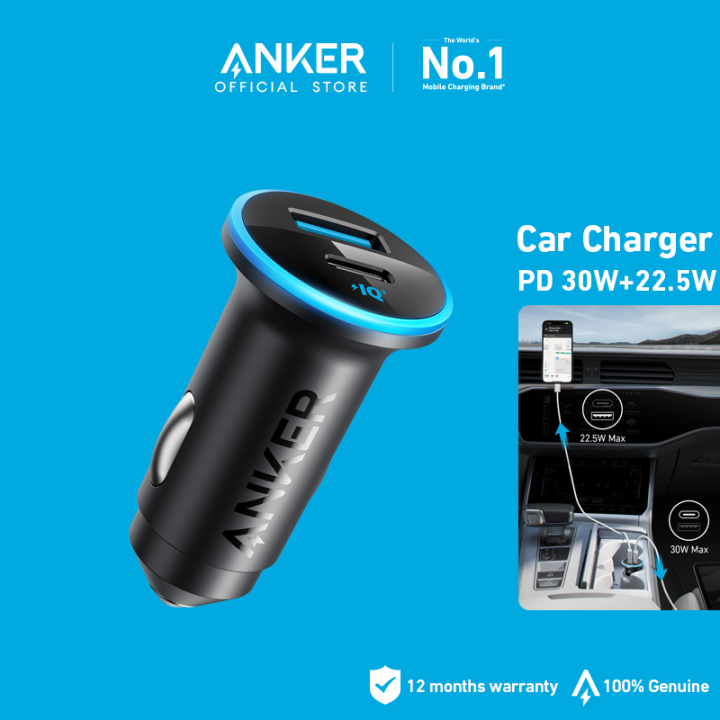 Anker PD 30W+22.5W USB C Car Charger Adapter 30W PowerIQ 3.0 Fast ...