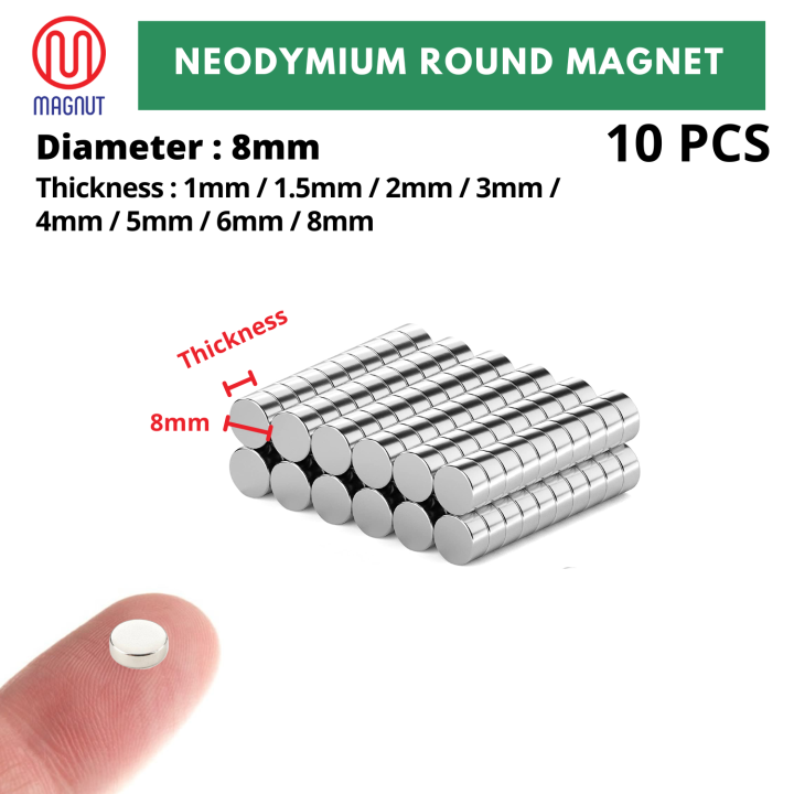 10 pcs 8mm *1mm/1.5mm/2mm/3mm/4mm/5mm/6mm/8mm Neodymium strong round magnet / SUPER STRONG ...