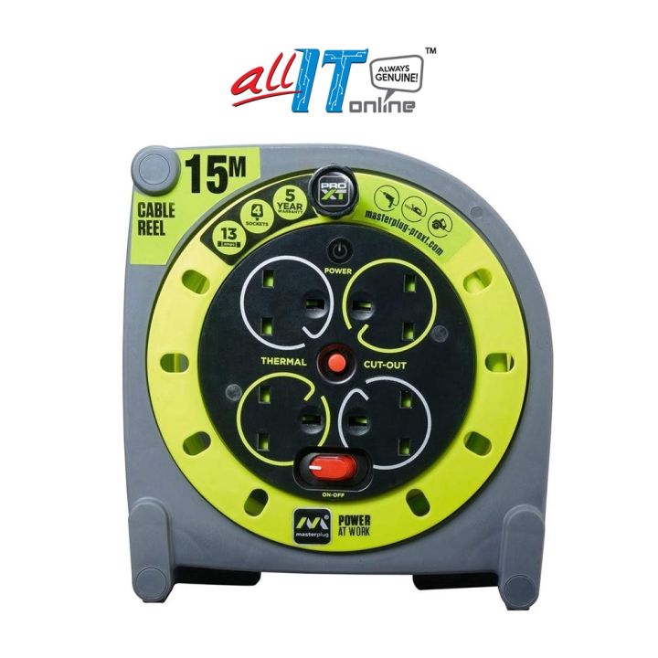 Masterplug 13 Amps Case Reel 15M 4 Gang Work Extension HMU15134SL Sirim ...