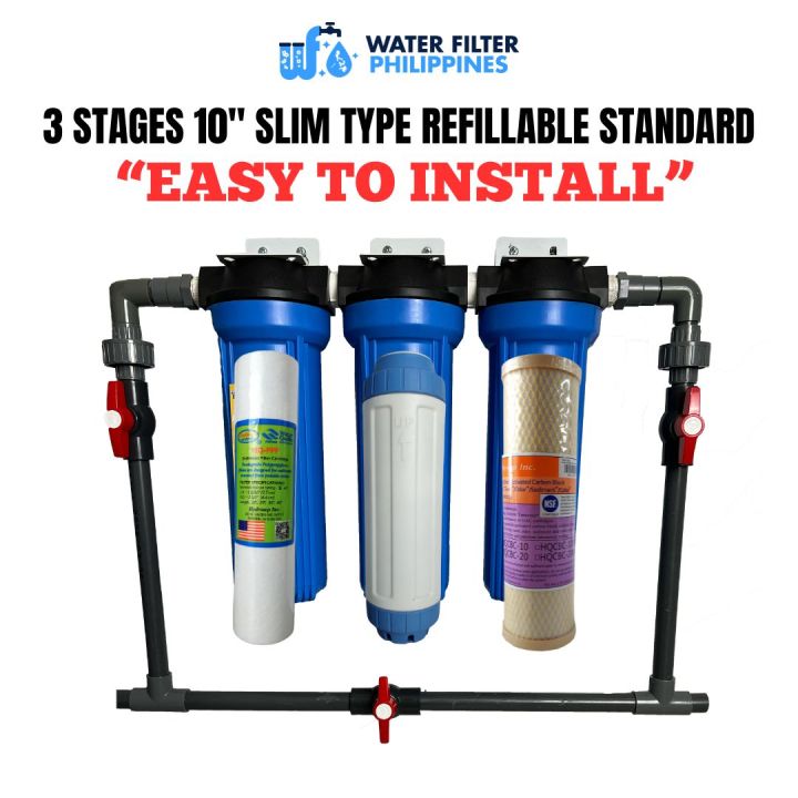 Water Filter Purifier 3 Stages 10" Slim Type Refillable Standard Set Up ...