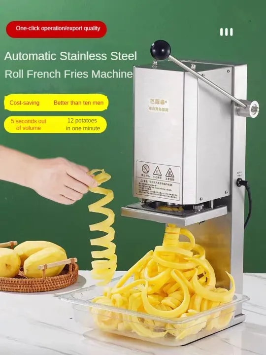 Automatic stainless steel Roll French Fries Machine Curly Fries Cutter ...