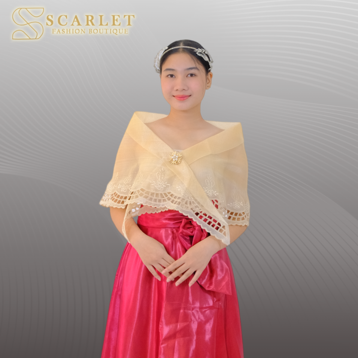 Modern filipiniana dress Alampay top shawl filipiñiana embroidered ...