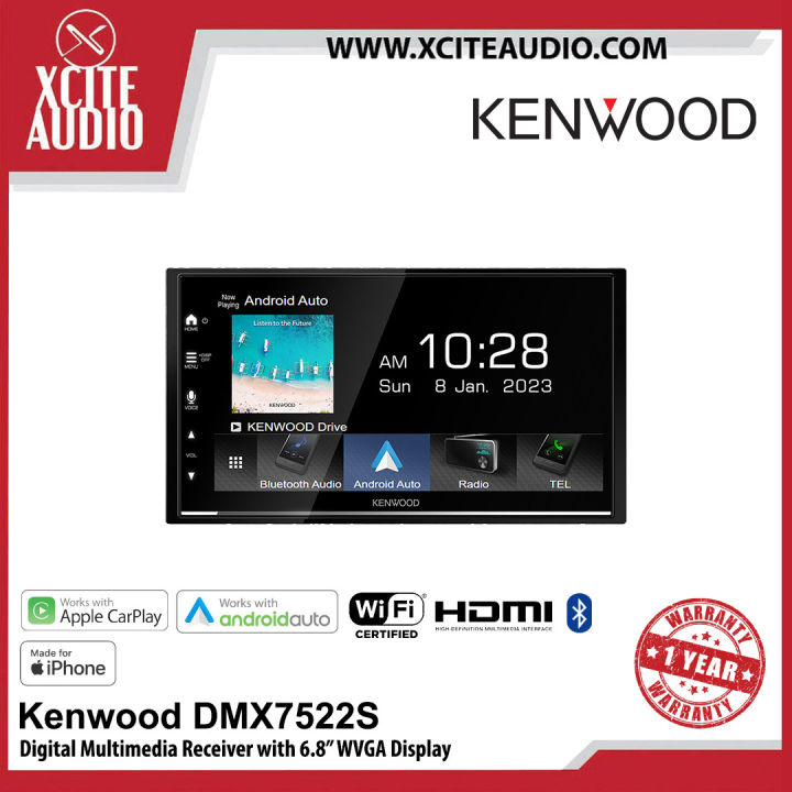 Kenwood DMX7522S 6.8" Display Digital Media Receiver with Wireless CarPlay, Android Auto, USB ...