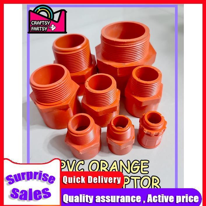 PVC electric Fittings Orange male adaptor with lock nut / male adapter ...