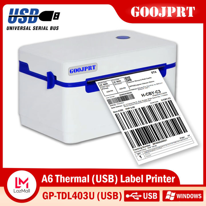 GOOJPRT A6 USB Thermal Label Printer GP-TDL403U Shipping Label Sticker ...