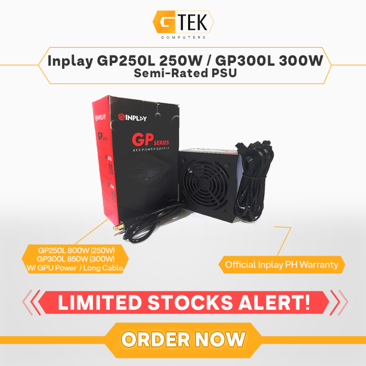 Inplay GP250L 250W / GP300L 300W Rated PSU Long Wire w/ GPU Power Cable ...