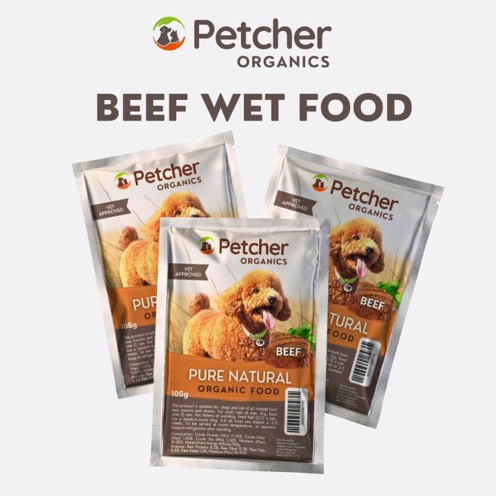 Petcher Organics Pure Natural Beef Flavor Wet Food for Dogs Puppies ...