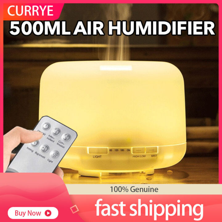 Ultrasonic Aromatic Diffuser Air Humidifier 500ML Aromatic Diffuser Quiet Silent Light Diffuse ...